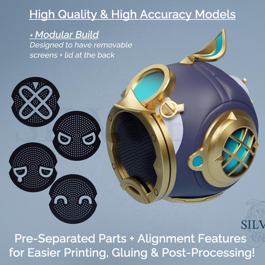 🪖 Freminet Helmet for Cosplay - Genshin Impact - Instant Download STL ...