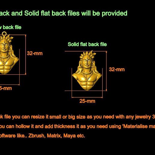 🔑 Adiyogi pendant CAD file-1・ STL File for 3D printing・Cults