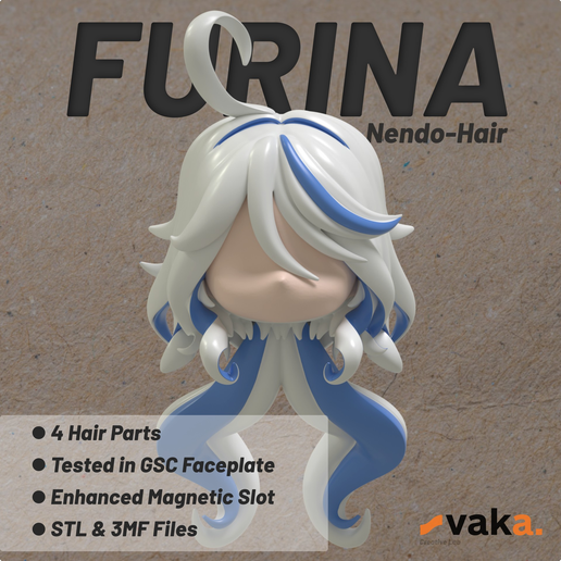 💇 Furina Genshin Impact Custom Nendoroid Hair - 3D Printable STL File ...