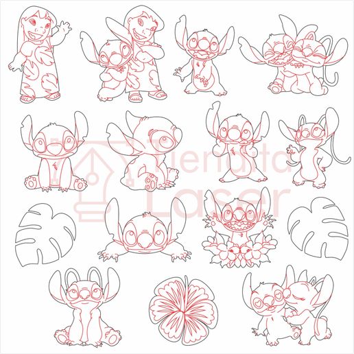🎬 Lilo & Stitch - Vectors for laser cutting・ 3D File for CNC machining ...