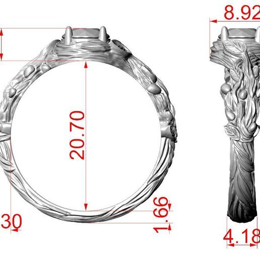🌳 Tree Branch Engagement Ring・ STL File for ・Cults