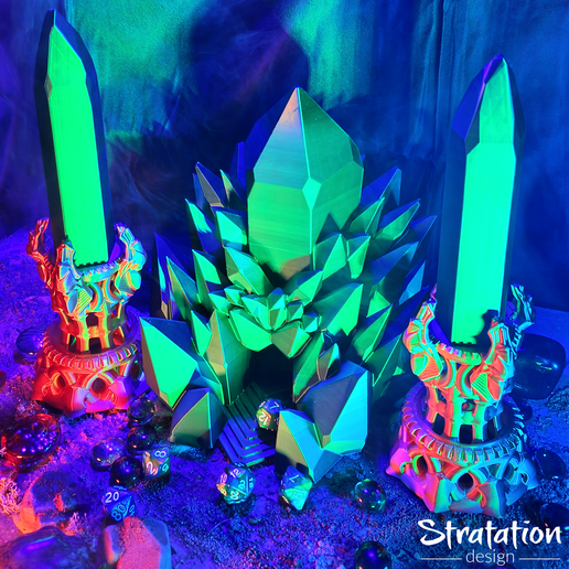 🎲 Ethereal Prism Dice Tower and Crystal Pedestal・ STL File for ・Cults