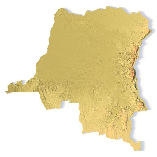 🗺️ Mapa topográfico de la República Democrática del Congo - Modelo 3D ...