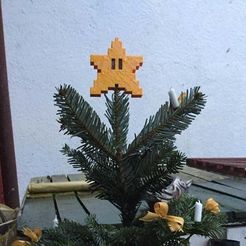 3D printed Super Mario Bros. Pixel Star Tree Topper・Cults