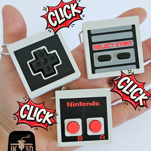 🗝️ NES Controller Clicky Button Keychain Set・ STL File for 3D printing ...
