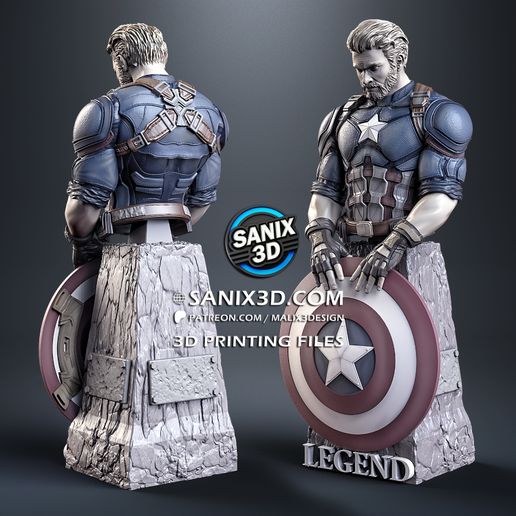 👤 LEGEND / Captain America ( bust ) - STL Files・Fichier 3D pour ...