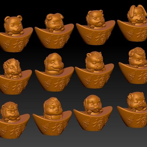 STL file Zodiac Gold Ingot Edition ALL 💍 ・Template to download and 3D ...