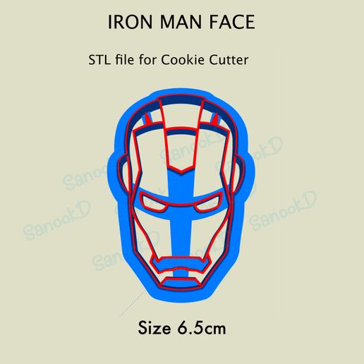 👨 Iron Man Face 6.5cm STL file for Cookie Cutte・ STL File for 3D ...