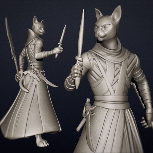 🐱 Cat Assassin | "Shadow with Twin Blades" | 3D Printable STL・ STL File ...