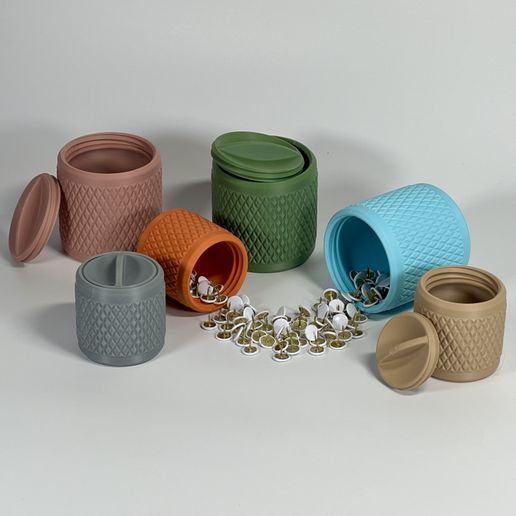 🧢 Mini Storage Container Organizer Boxes with Screw Cap in 2 Sizes・ 3D ...