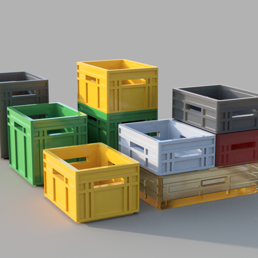 📦 1/14 - Boxes, Storage container Half size Rako Plastic・ OBJ File for ...