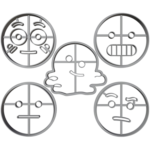 Файл 3D Emoticon Faces, Set 2 Cookie Cutter 3D Print Models - More ...