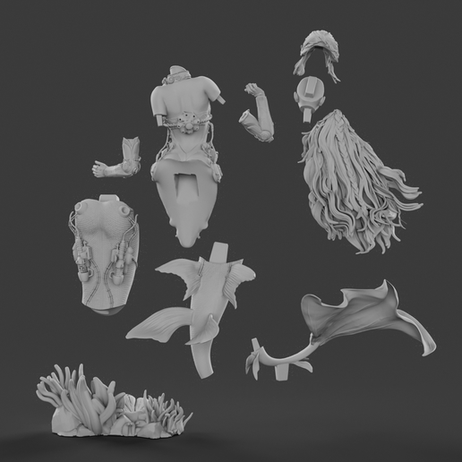 🧜‍♀️ Sci-FI Mermaid - 3D print ready - 3D print model・ 3D File for 3D ...