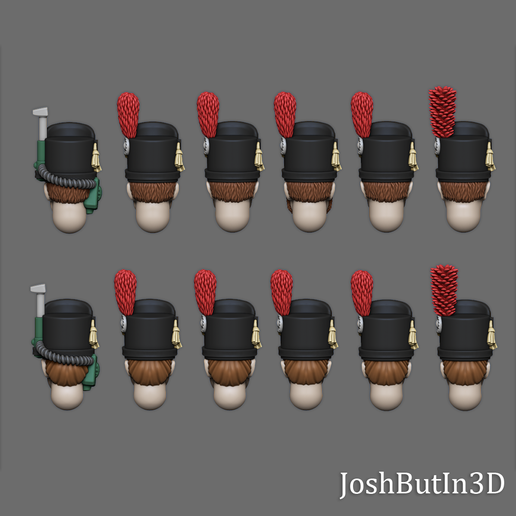 ♂️ 96th Rifles - 12 Shako Heads (Male and Female)・ STL File for 3D ...