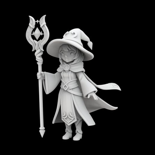 ♀️ Anime Style Female Mage・ STL File for 3D printing・Cults
