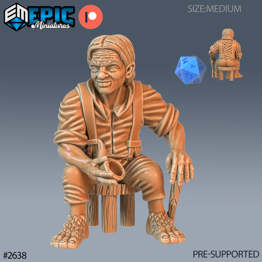 3D file Halfling Villager Sitting ‧ DnD Miniature ‧ Tabletop Miniatures ...