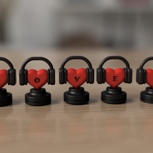 💜 Valentine's heart with headphones・Free STL File for 3D printing・Cults