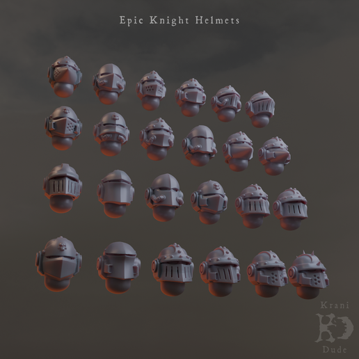 STL file Epic Knights Helmets Big Bundle 🔨 ・3D printable design to ...