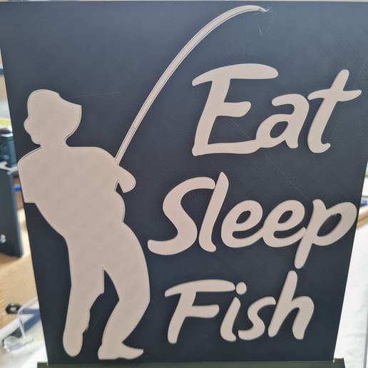 💤 Eat Sleep Fish Fishing Sign with Stand・ STL File for 3D printing・Cults