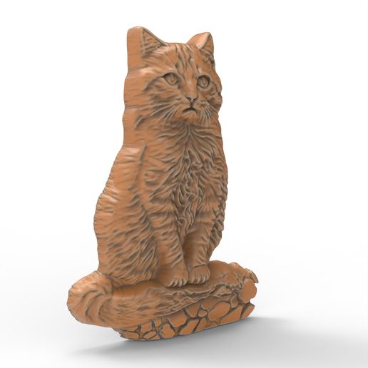 STL file Sitting Cat Flat Back STL File For CNC Router 3D Printer Laser ...