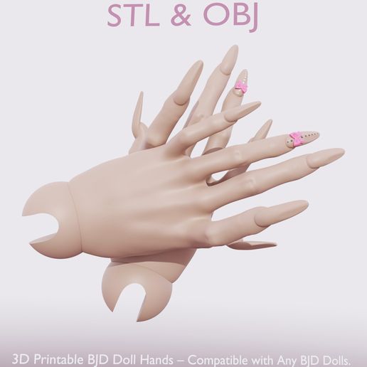 🤲 BJD Doll Hands - 3D Printable STL/OBJ, Compatible with ball-jointed ...