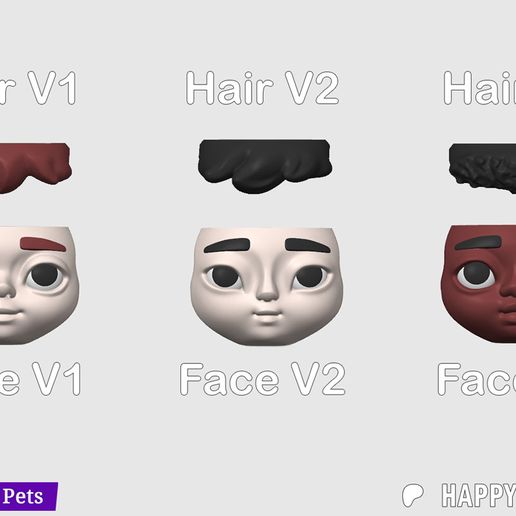 🎃 Little Grim's Human additional faces・ 3D File for 3D printing・Cults