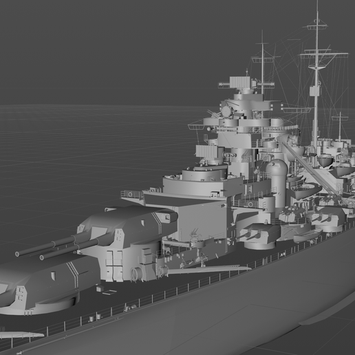 🚢 Digital model of the battleship Bismarck・ OBJ File for 3D printing・Cults