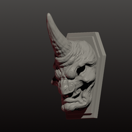 🎨 Oni mask with Base・Free STL File for 3D printing・Cults