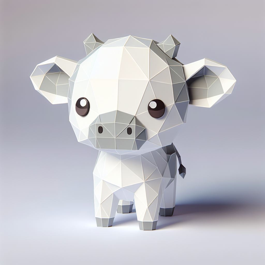 🐄 Low Poly Cow – 3D Model of a Cute and Simple Farm Animal・ STL File ...