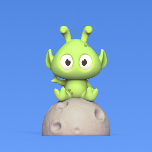 3D file Alien on Moon 👽 ・3D printer model to download・Cults