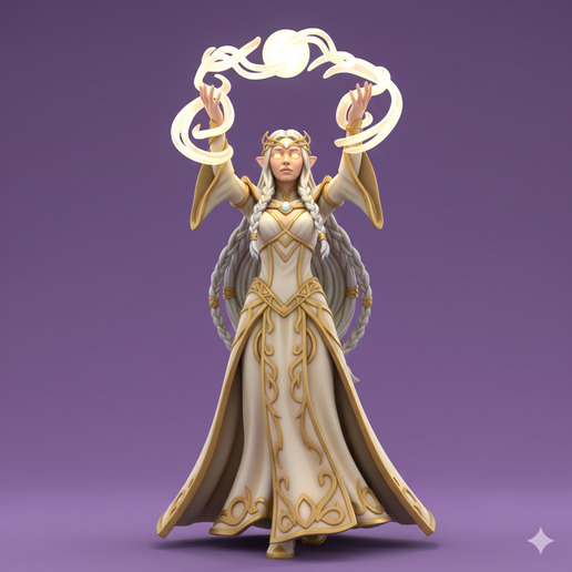 🧝 Single STL Radiant Elven Priestess - Divine Light Magic Channeler ...