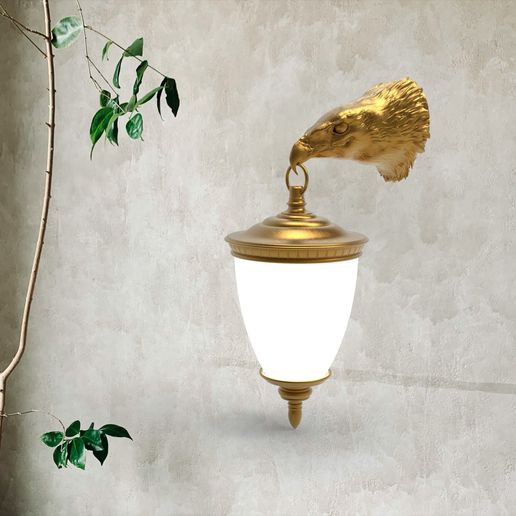 🦅 Eagle Head Wall Lamp・ OBJ File for 3D printing・Cults