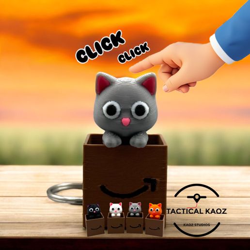 🐱 Clicky Cat Fidget Toy & Keychain 4 Color Options・ STL File for 3D ...