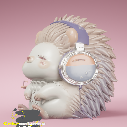 👶 Relaxed Baby Hedgehog with Earphones - Cute 3D Printable Figure・ STL ...