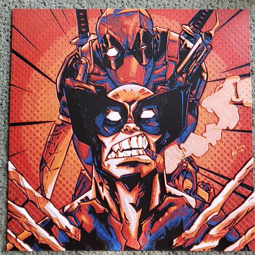 👾 Deadpool & Wolverine Hueforge・Free 3MF File for 3D printing・Cults