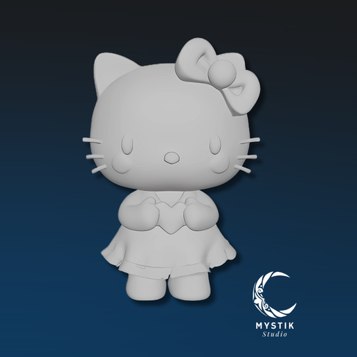 👋 Hello Kitty in Love - Chibi Miniature with Heart・ STL File for 3D ...