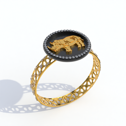 🦏 Rhino Ring - Animal Ring・ STL File for 3D printing・Cults