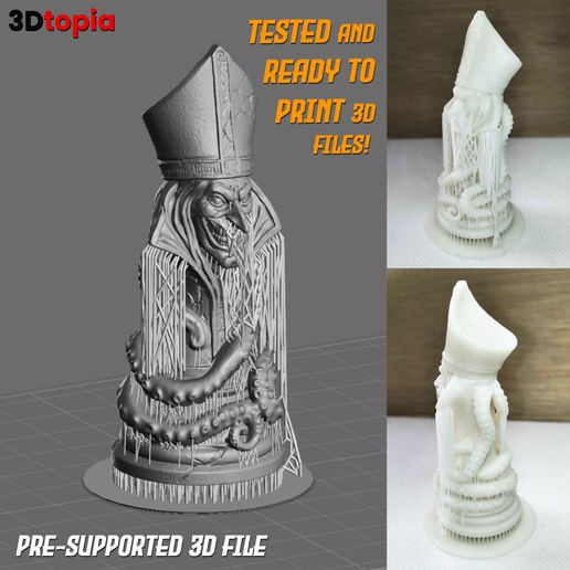 ♟️ Cthulhu Bishop - Lovecraft Chess Piece (Pre-Supported STL)・Free STL ...