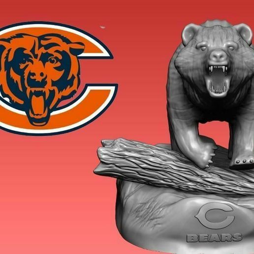 🏈 logo Chicago Bears - American football - Statue 3D model・ STL File ...