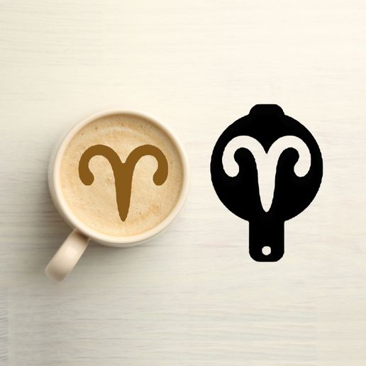 3D file Aries Coffee Stencil ♈ ・3D printable model to download・Cults