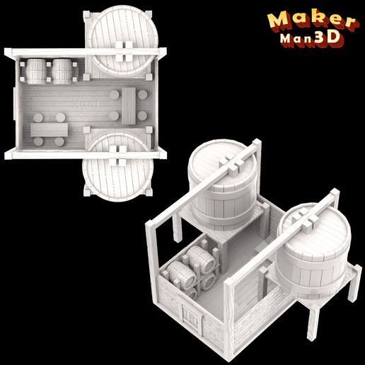 STL file Medieval Brewery 🎲 ・Model to download and 3D print・Cults