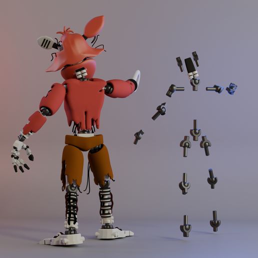 🏴‍☠️ Withered Foxy - FNAF2 - Articulated Model (49 parts)・ STL File for ...