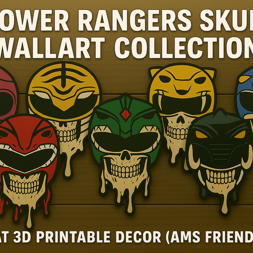 💀 Power Rangers Skull Wallart Collection・ 3MF File for 3D printing・Cults