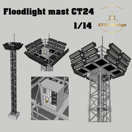🚁 Floodlight mast - CT24 - 1:14・ 3D File for 3D printing・Cults