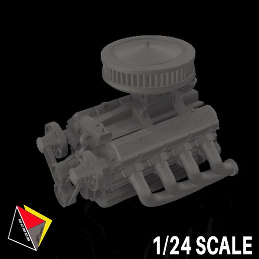 🚗 1/24 Scale 454 V8 Chevy Engine・ STL File for ・Cults