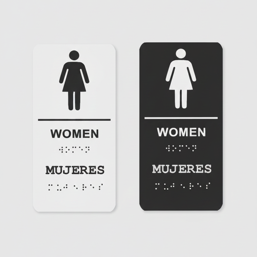 🚻 WOMEN'S RESTROOM SIGN SPANISH ENGLISH BRAILLE・Free 3MF File for 3D ...