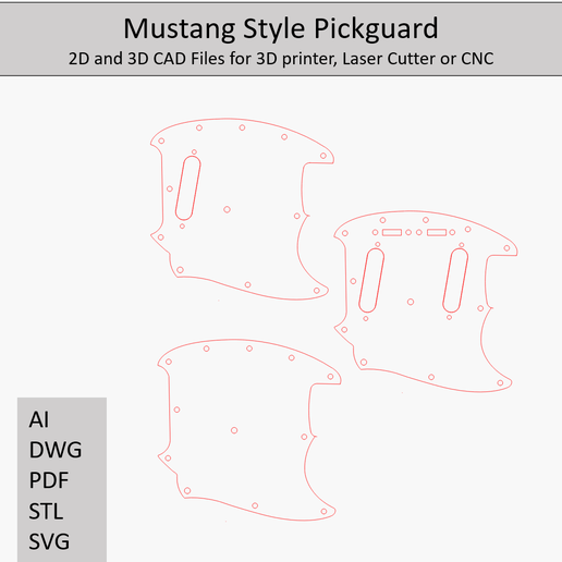 🐎 Mustang PICKGUARD, TEMPLATES, 2D AND 3D CAD FILES・ 3D File for 3D ...