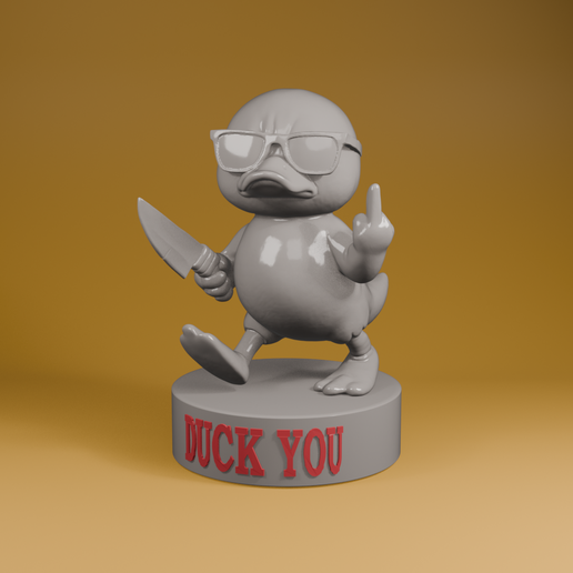 🦆 DUCK YOU – Funny Attitude Duck with Knife 3D Printable Figure・ STL ...