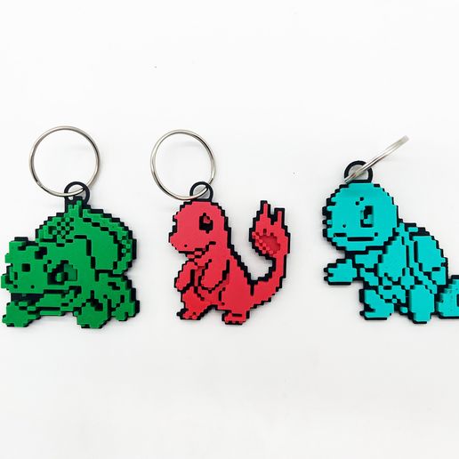 🐉 Pokémon Keychains 3-Pack: Bulbasaur, Charmander, Squirtle・ STL File ...