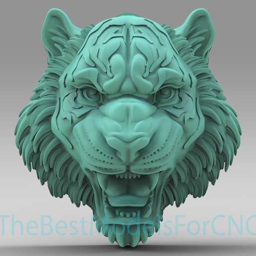 📁 3D Model STL File for CNC Router Laser & 3D Printer Front Face Tiger ...